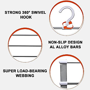 2 Pack Closet-Organizer-Pants-Hangers,Folding Non-Slip-Closet-Organizers-and-Storage,Al Alloy Magic Hangers Space Saving for Travel-Accessories Trousers Scarves Jeans,Home-College-Dorm-Room-Essentials