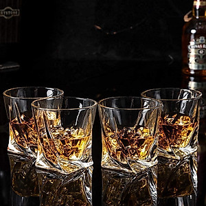 KANARS Old Fashioned Whiskey Glasses And Twisted Rocks Tumblers Set - 10 Oz Rocks Barware For Scotch, Bourbon, Liquor and Cocktail Drinks - Set of 8