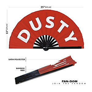 Dusty hand fan foldable bamboo circuit hand fan funny gag slang words expressions statement gifts Festival accessories Rave handheld Circuit event fan Clack fans (Red)