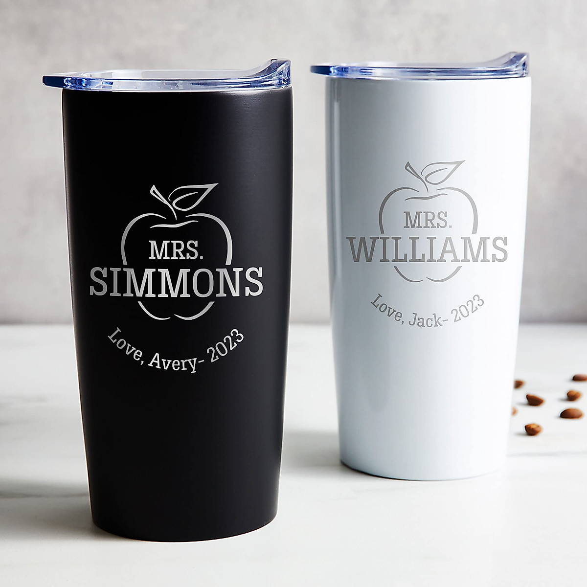 Lifetime Creations Engraved Personalized Teacher Tumbler with Lid 20 oz (Black) - Custom Teacher Appreciation Coffee Travel Mug, Thank You, End of Year Christmas Holiday Gift from Student