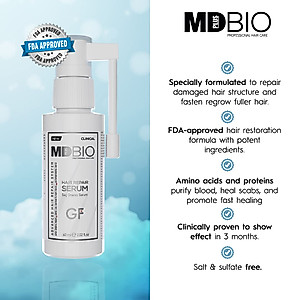 MD PLUS BIO Hair Repair Serum - Thicker, Fuller, Hair Loss and Thinning Treatment Serum - Women and Men Hair Care Products Spray - All Hair Types - 2.02 Fl oz (60 ml)