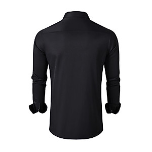 MUSE FATH Men's Camisas De Vestir Para Hombres-Casual Long Sleeve Church Shirt-Button Up Wedding Dress Shirts-Black Diagonal-XL