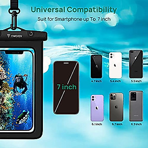 YIWEVEN Waterproof Phone Case, [2 Pack] IPX8 Universal Water-Proof Pouch Cellphone Dry Bag for iPhone 13/12/11/XR/XS/SE 2022/7/8/Samsung Galaxy/Moto/Google/Blu and More up to 7 inch