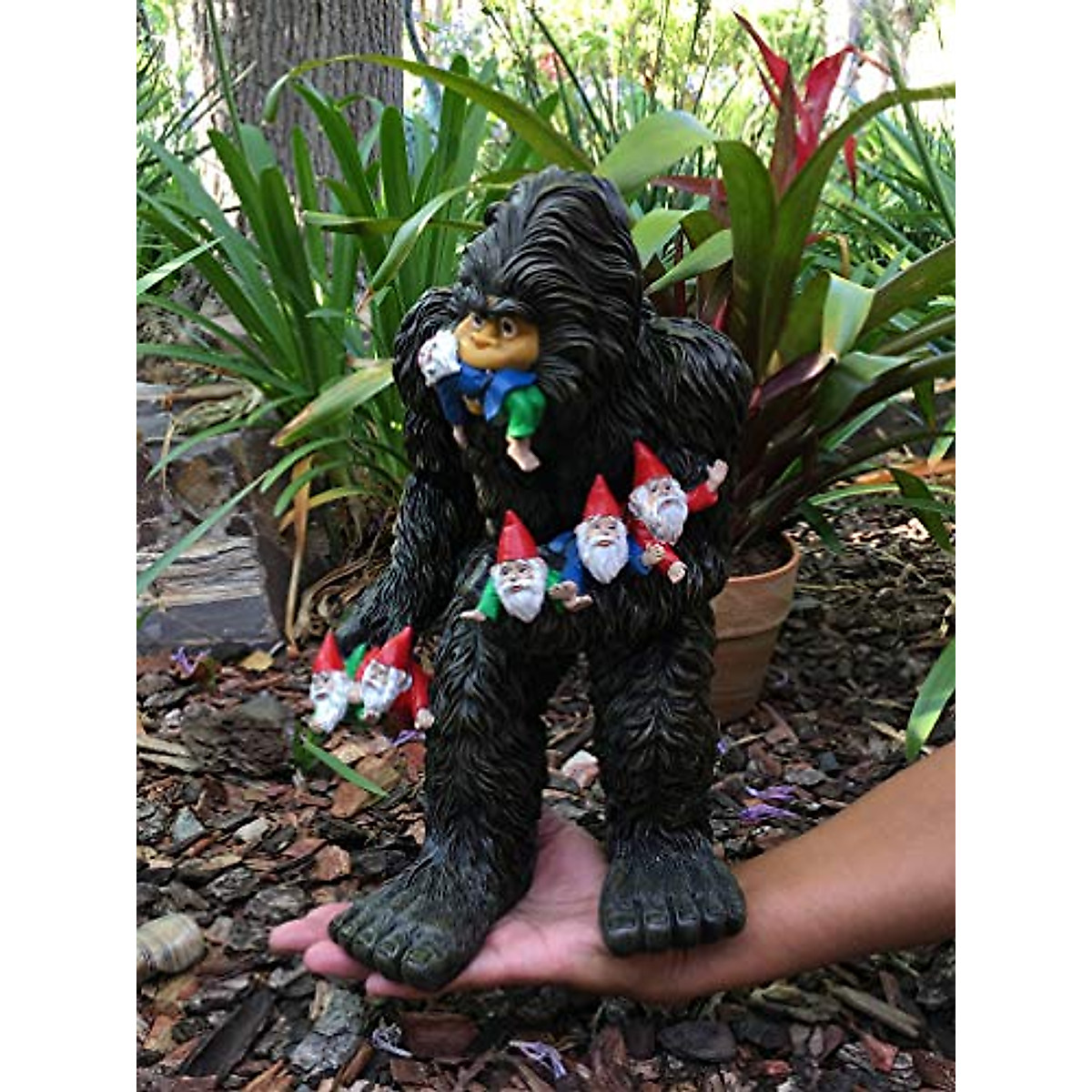 Large Miniature Bigfoot and Gnomes for The Fairy Garden. A Large Garden Gnome Figurine (13 inch High) and a Fairy Garden Accessory by GlitZGlam