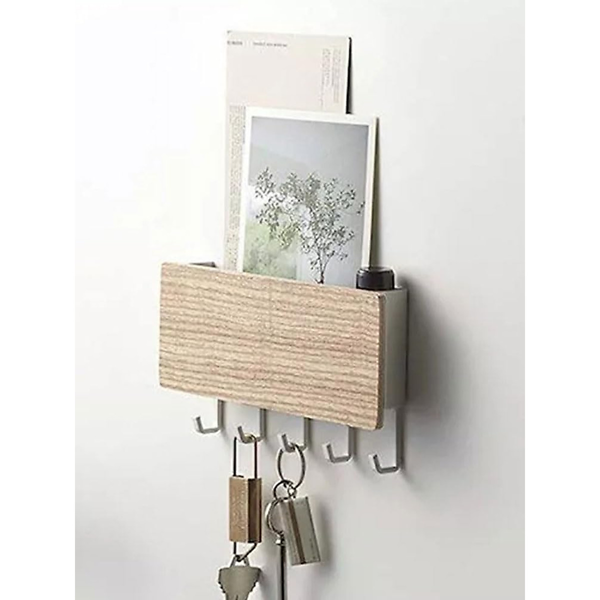 Saycker 5 Hooks Wall Decorative Key Rack with Key Hooks Wall Mail Organizer for Entrances, Hallways, Kitchens, Offices and Farmhouses Key Rack Organizer(Free Installation Tools)