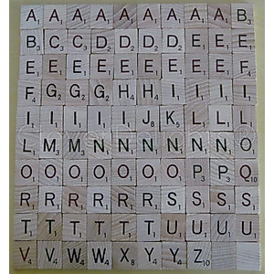 CleverDelights 100 Wood Letter Tiles - Natural Color - Complete Set - Game Replacement Pieces