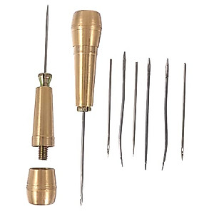 SEWACC 2 Sets Cobbler Tool Leather Tools Punch Down Tool Hand Sewing Kit Stitching Awls Canvas Tool Bag Hotfix Tool Crochet Prickers DIY Leather Craft Supplies Shoe Repair Tools Suture
