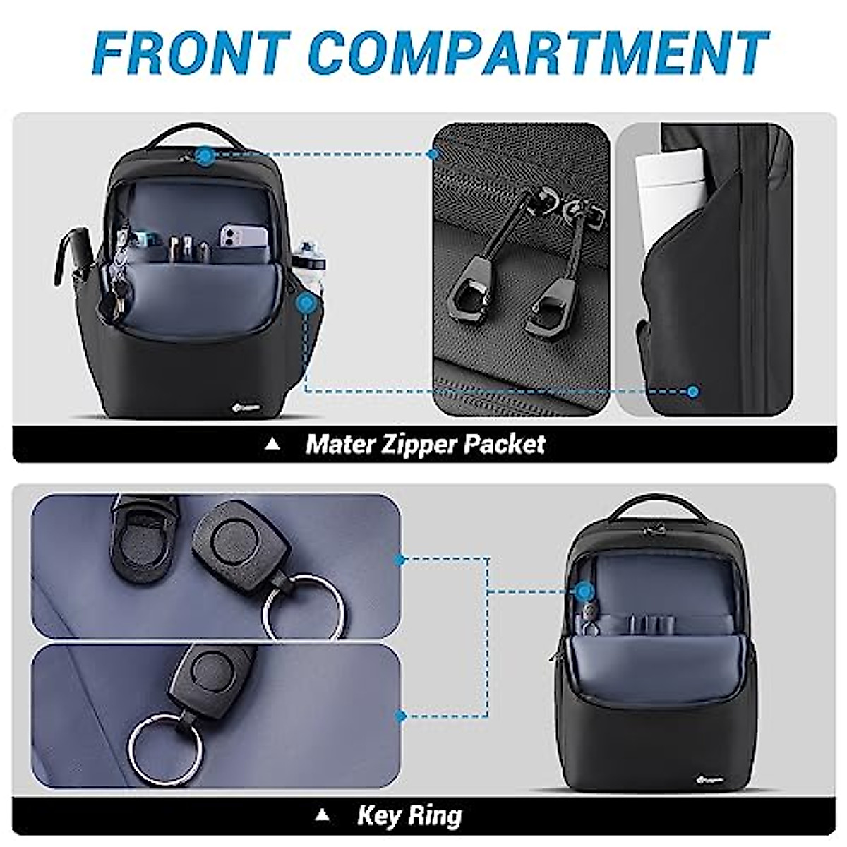 VPBAGE Travel Laptop Backpack for Men, Lightweight Casual Anti-Theft Backpack, Double Laptop Compartments with Sleeve, Slim Waterproof Computer Bag