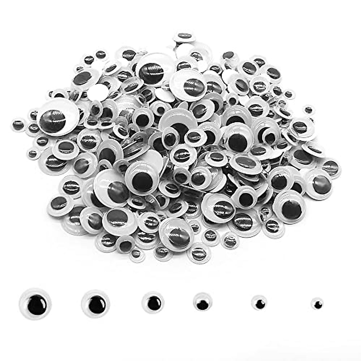 500pcs Wiggle Googly Eyes with Self-Adhesive, 6mm 8mm 10 mm 12mm 15mm 20mm Mixed Packaging