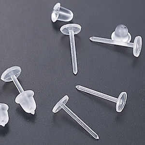 5pc 20g Stud Earrings Cartilage Piercing Flexible Bioflex Clear Ear Lobe Retainer Bioplast Invisible Jewelry Work School X-Ray
