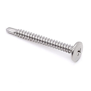50pcs #10 x 2 Phillips Wafer Head Self Drilling Screw, 410 Stainless Steel, Modified Truss Head Quick Self Tapping Screws for Sheet Metal, Wood, Plastic, Without Pre-drilled Holes