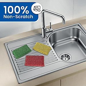 LEEFA 3-Pack Dish Scrubber Sponges - Heavy Duty for All Purpose Cleaning - Soft and Quick 100% Non-Scratch - Large Foam Sponge Set for Easy Lathering - Sponges for Cleaning Kitchen and Household