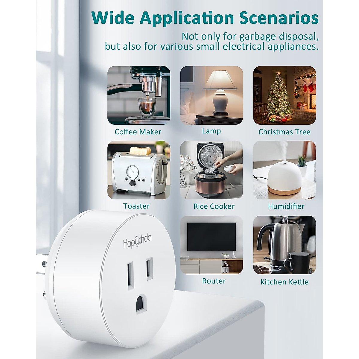 HAPYTHDA Garbage Disposal Wireless Switch Kit, Remote Control Outlet, No Drilling On Sink Top, Wireless Switch Button Kit for Waste Disposal, 15A/1500W with 4000V Anti-Surge, 500 Feet RF Range
