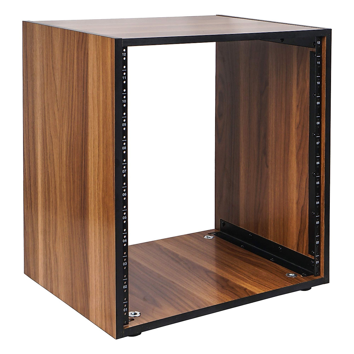 Sound Town DIY 12U Studio Rack with Furniture Grade Walnut Laminate, Rubber Feet, Casters (SDRK-12WN)