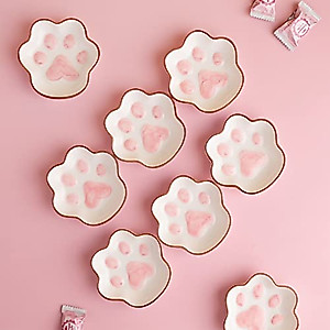 WUYIAZHI Cat Paw Shaped Soy Sauce Dishes, Cute Ceramic Dipping Sauce Cups, Mini Dipping Bowls 2 Ounces, Set of 8