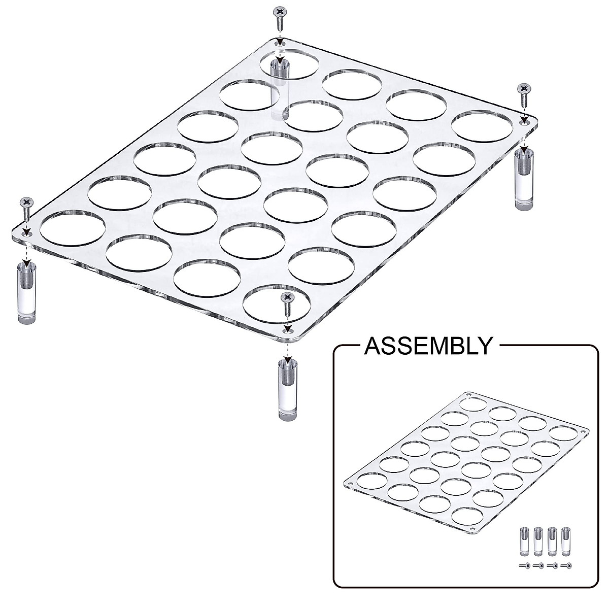 Amazing Abby 24-Slot Flat Acrylic Coffee Pod Holder, Large-Capacity Plastic Coffee Capsule Storage, BPA-Free and Shatter-Proof, Great for Use on Countertop or in Drawer, Up to 24 Keurig K-Cups