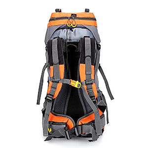 LZJDS Men Women Sports Outdoor Backpack 60L Hiking Bag with Rain Cover Hiking Backpack Daypack,Orange