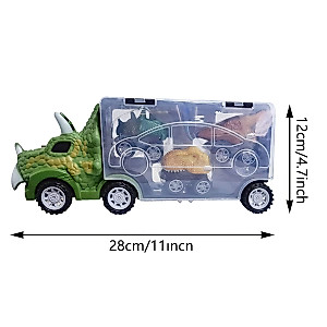Dinosaurs Carrier Truck, Dino Transport Toy Vehicles with 3 Mini Dinosaur Pull Back Cars, Perfect Christmas Stocking Stuffers Gifts for 3+ Year Old Kids and Boys
