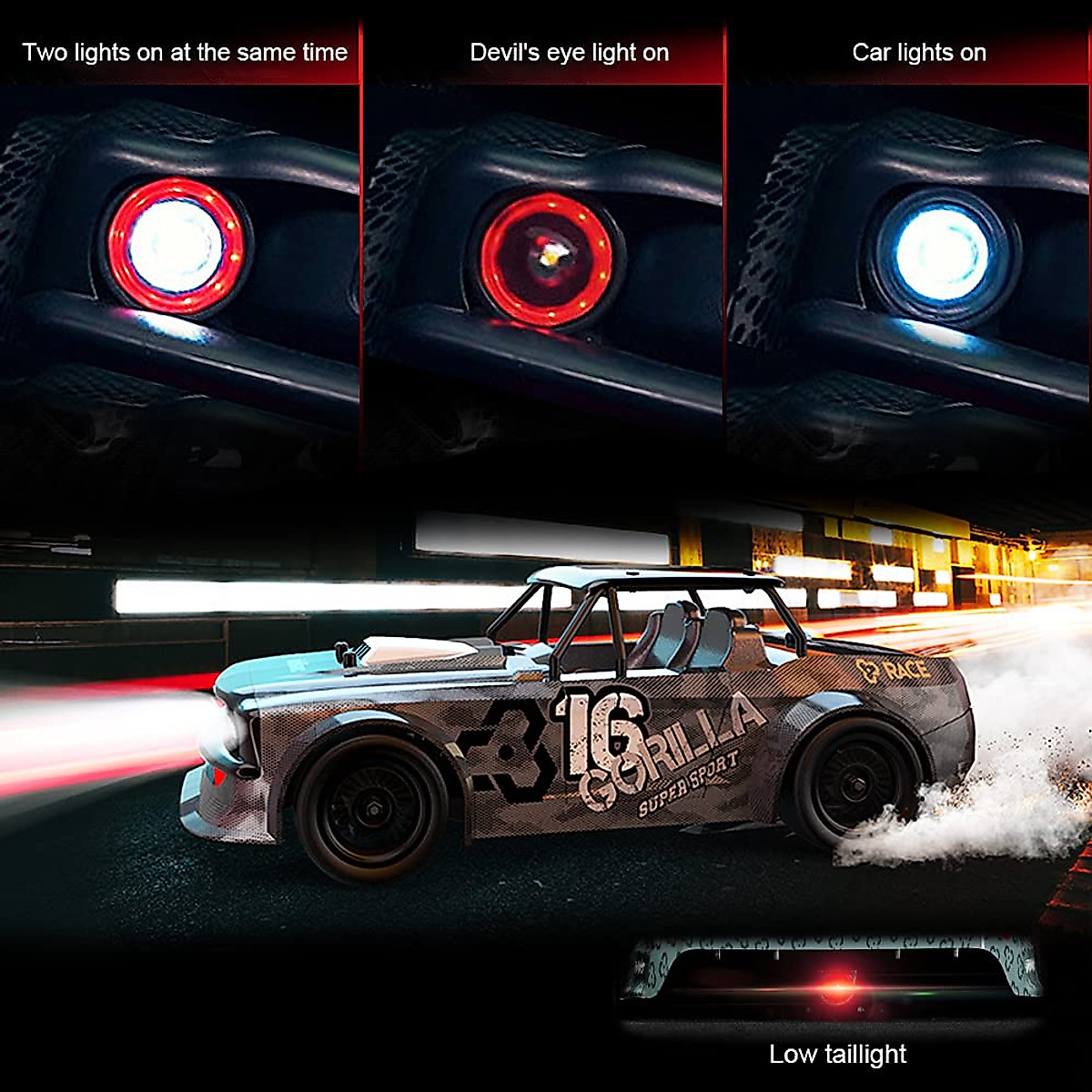 Supdex RC Drift Car, 1:16 20MPH Remote Control Car for Drifting and Racing, ESP 2.4Ghz Proportional Throttle & Steering Control 4WD Truck Toys with Led Lights for Adults and Kids