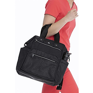 HeartSoul Women's Convertible Bella Backpack, Nurse Backpack for Work, One size, Black Pebble w/Black Straps