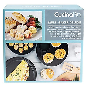 Multi Baker Deluxe- Electric Appliance with Temperature Control, 3 Interchangeable Skillets for Grilling, Baking or Dessert Making- Grilled Cheese, Omelets, Personal Pizza, Takoyaki, Sandwiches, Cake Pops & More, Great Gift