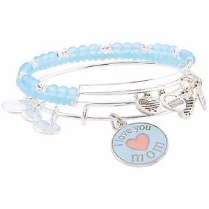 Alex and Ani I Love You Mom Bracelet Set of 3 Silver/Blue/Pink One Size