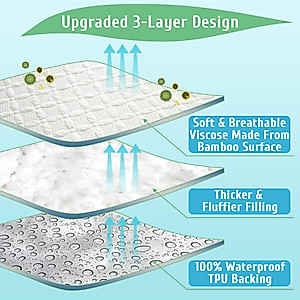 Lunsing 2 Pack Crib Mattress Protector, Soft Bamboo Viscose Waterproof Crib Mattress Pad Cover, Cooling Baby Mattress Cover for 4-13 inches Toddler Mattress, 52"x28", White