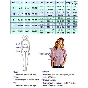 Women's Puff Sleeve Tops Lace Business Casual Work Blouse Plus Size Black XXL