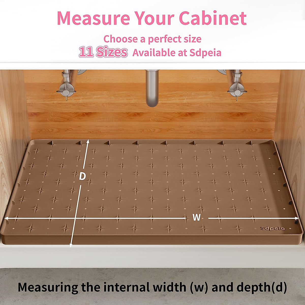 Sdpeia Under Sink Mat for [34" x 22"] Cabinet, Upgraded Silicone Waterproof Mat Kitchen Cabinet Liner Cabinet Protector Kitchen Organizers and Storage