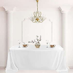 MTREO 10 Packs White Table Cloth Rectangle Rectangle Tablecloth Satin Tablecloths White Tablecloths for Rectangle Tables 57x108 Inch Bright Silk Table Cloth Rectangle Table for Wedding