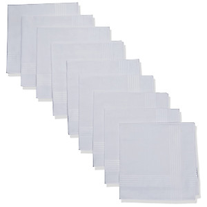 Wembley Men's 9 Piece Cotton Hankies, White, One Size