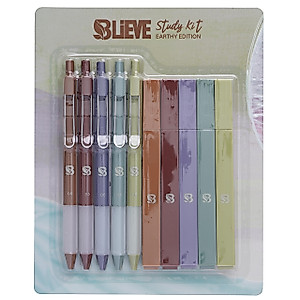 BLIEVE - Aesthetic Highlighters and Gel Pens With Soft Ink And Tip, Bible Highlighters and Pens No Bleed, Dry Fast Easy to Hold, for Bible Journaling Planner Notes School (Earthy, Multicolor)