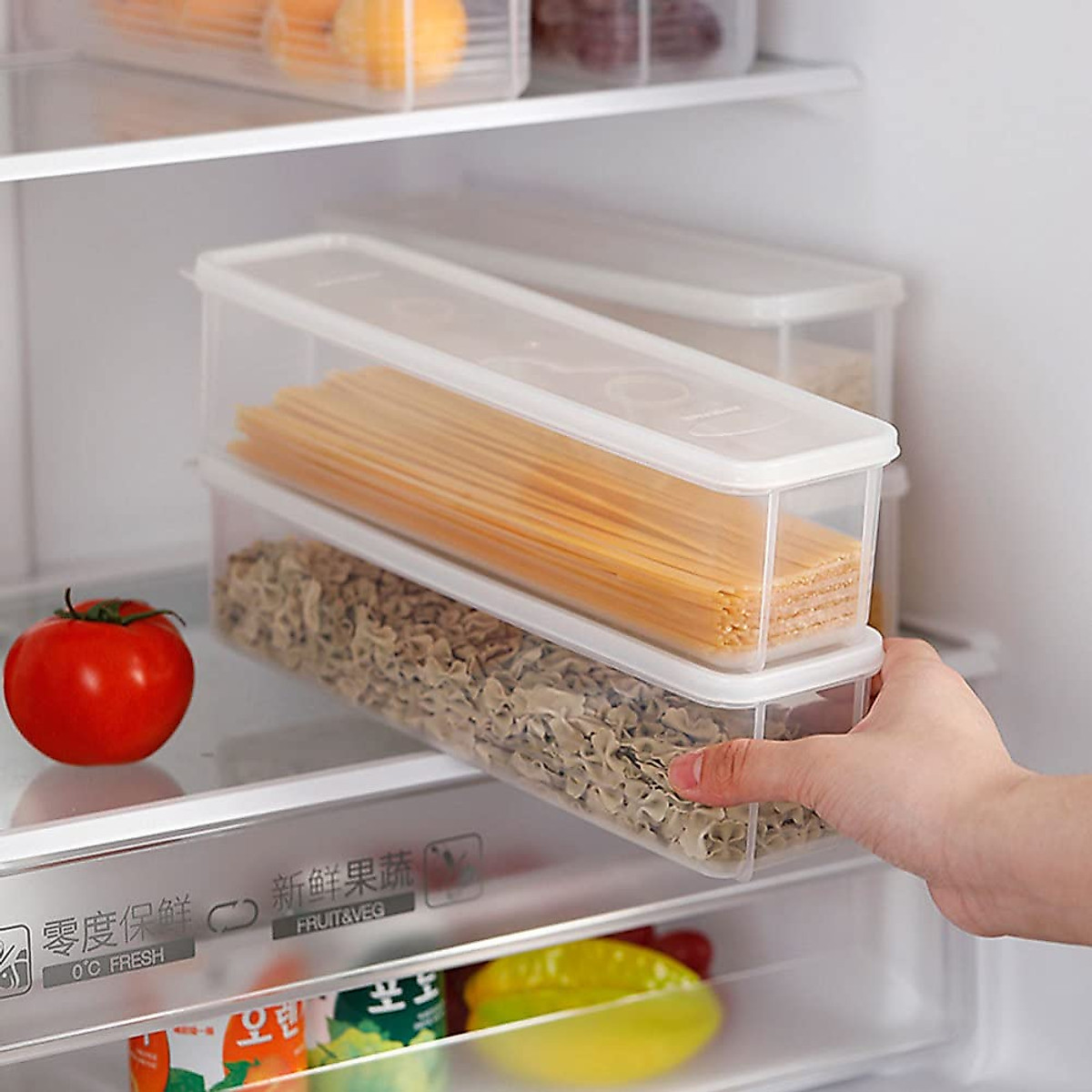 HEMOTON Pasta Holder Container 2pcs Pasta Container Spaghetti Noodle Holder Rectangular Chopstick Storage Box Sealed Noodle Canisters Rectangular Food Box Spaghetti Keeper Box with Cover