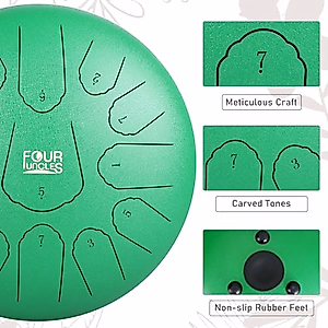 FOUR UNCLES Steel Tongue Drum 12 Inch 13 Notes Hand Pan Drums with Travel Bag Sticks Music Book Mallets, C Major Musical Instruments for Entertainment Meditation Yoga Zen Gifts (Emerald Green)