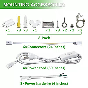 Skymoatled 8Pack 8FT LED Shop Light Garage Light,100W 6000K White Light 15000LM Super Bright,Hanging/Surface Mount,Linkable T8 LED Tube Lights for Garage,Warehouse, Workshop,Plug and Play