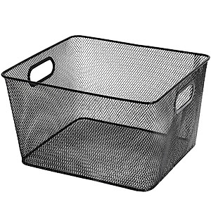 Ybmhome Black Mesh Open Bin Storage Basket Organizer for Fruits, Vegetables, Pantry Items Toys 2268-2 (2, 15x12x11)