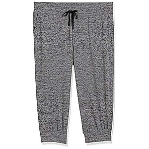 Amazon Essentials Women's Brushed Tech Stretch Crop Jogger Pant (Available in Plus Size), Dark Grey Space Dye, Medium