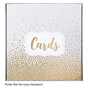 Hallmark 10" Elegant Card Receiving Box (Pearl and Gold Dots) for Weddings, Graduations, Retirements, Birthdays, Open Houses, Anniversaries