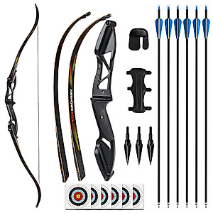 The7boX Archery Takedown Recurve Bow 30 lbs,Bow and Arrow Set for Adult Longbow Right Hand Outdoor Target Practice Competition…