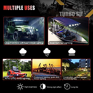 TURBO SII 12 Inch LED Light Bar Spot Flood Combo Beam 180W Double Row Light Bar Off Road Driving Led Work Lights for UTV ATV Truck Boat Waterproof