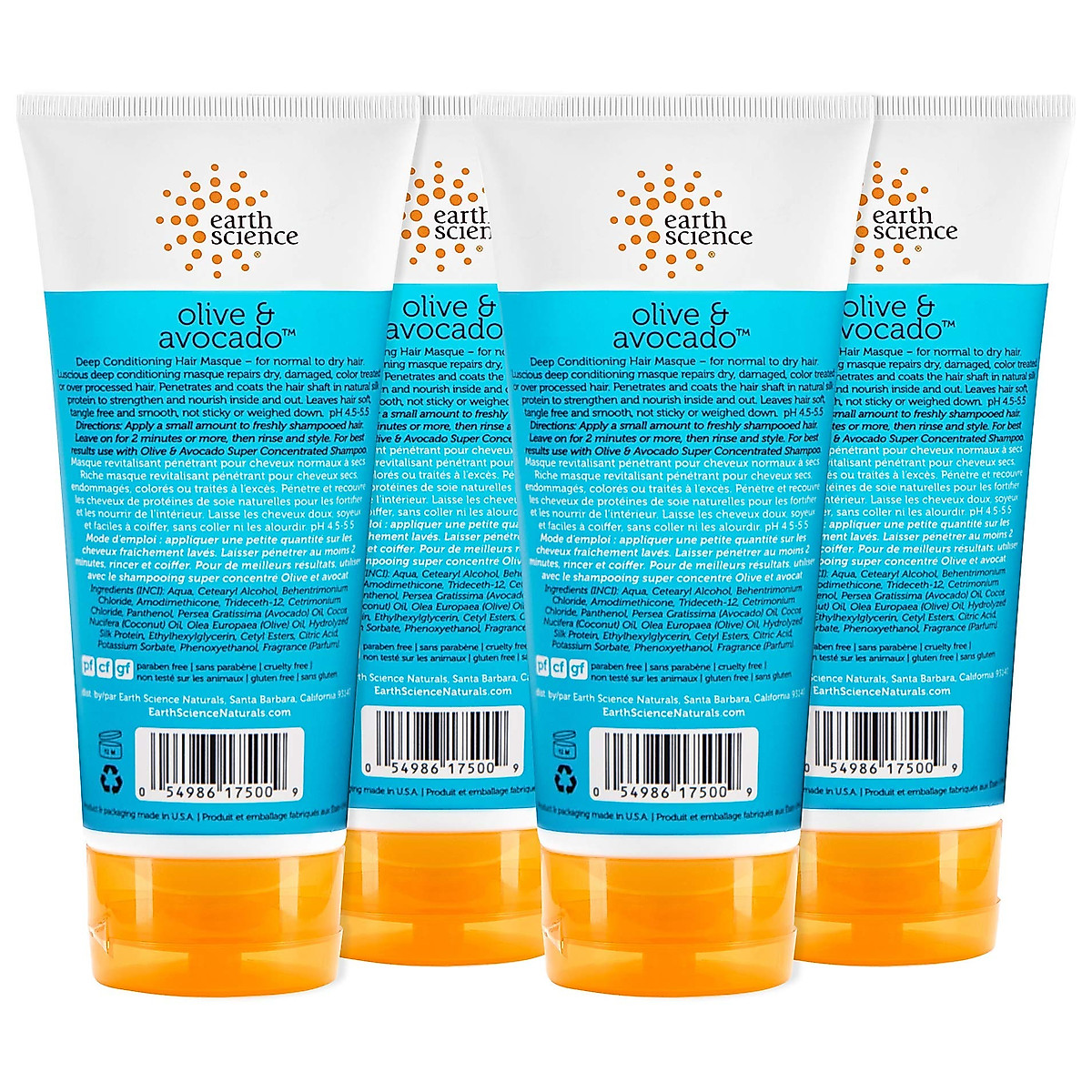 EARTH SCIENCE - Olive & Avocado Deep Conditioning Hair Masque: For Normal to Dry Hair (4 pk, 6 oz.)