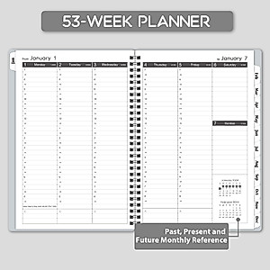 2024 Weekly Appointment Book/Planner - Jan 2024 - Dec 2024, 2024 Daily Hourly Planner, 6.3" x 8.5", Half Hour (30 Mins) Interval, Tabs, Strong Binding, Lay-Flat, Two-Side Pocket, Thick Paper - Gray