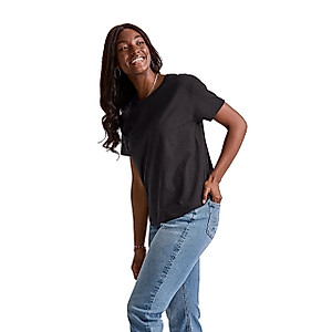 Hanes Comfortblend Women's Tri-Blend Relaxed Fit T-Shirt, Oversized Lightweight Tee, Available in Plus Size, Black, Small