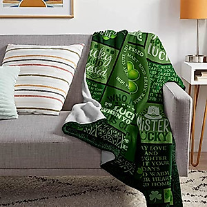 Gevuto St Patricks Day Blanket, St Patricks Day Decorations Throws 50" X 60", Irish Gifts for Saint Patricks Day, St Patricks Day Gifts, Ireland Clover And Shamrock Design, Lucky Clover Truck Blankets