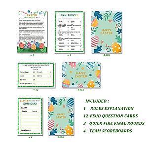 Happy Easter Day Friendly Feud Game Set, Easter Day Party Game Supplies, Easter Day Games for Adults and Teens, Feud Quiz, Family Activity, Family Games Night, Fun Holiday Game-FHSC001
