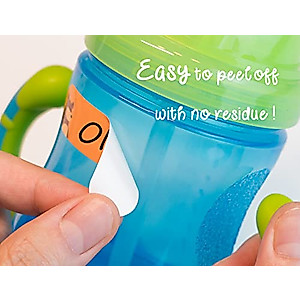 Baby Daycare Bottle Bag Labels, Self-Laminating, Waterproof Write-On Name Stickers, Assorted Sizes & Colors, Pack of 64