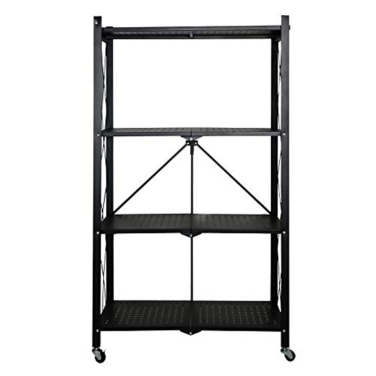 ATAAY Shelf Unit Heavy-Duty Kitchen Storage Rack Foldable Storage Cart Kitchen Living/Black