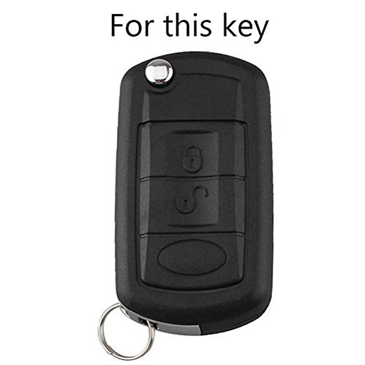 3 Button Car Silicone Carbon Fiber Style Remote Control Key Shell Case Cover Skin Holder Fob for Land Rover Discovery LR3 Range Rover Sport Vouge 2006 2007 2008 2009 Car Replacement