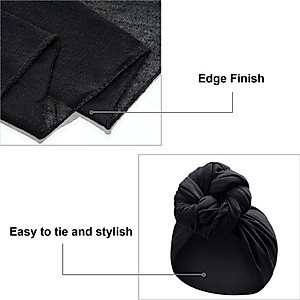 SATINIOR 2 Pieces Stretch Head Wrap Scarf Soft Stretchy Turban Long Hair Scarf Wrap Head Band Tie for Women(Black, Grey)