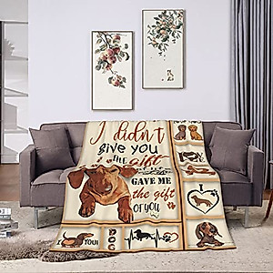 remzoke Dachshund Dog Blanket for Women Girl Soft Warm Daschund Gifts Fleece Throw Cozy Plush Fluffy Cute Wiener Flannel Blankets Adults Kids 50''X40''